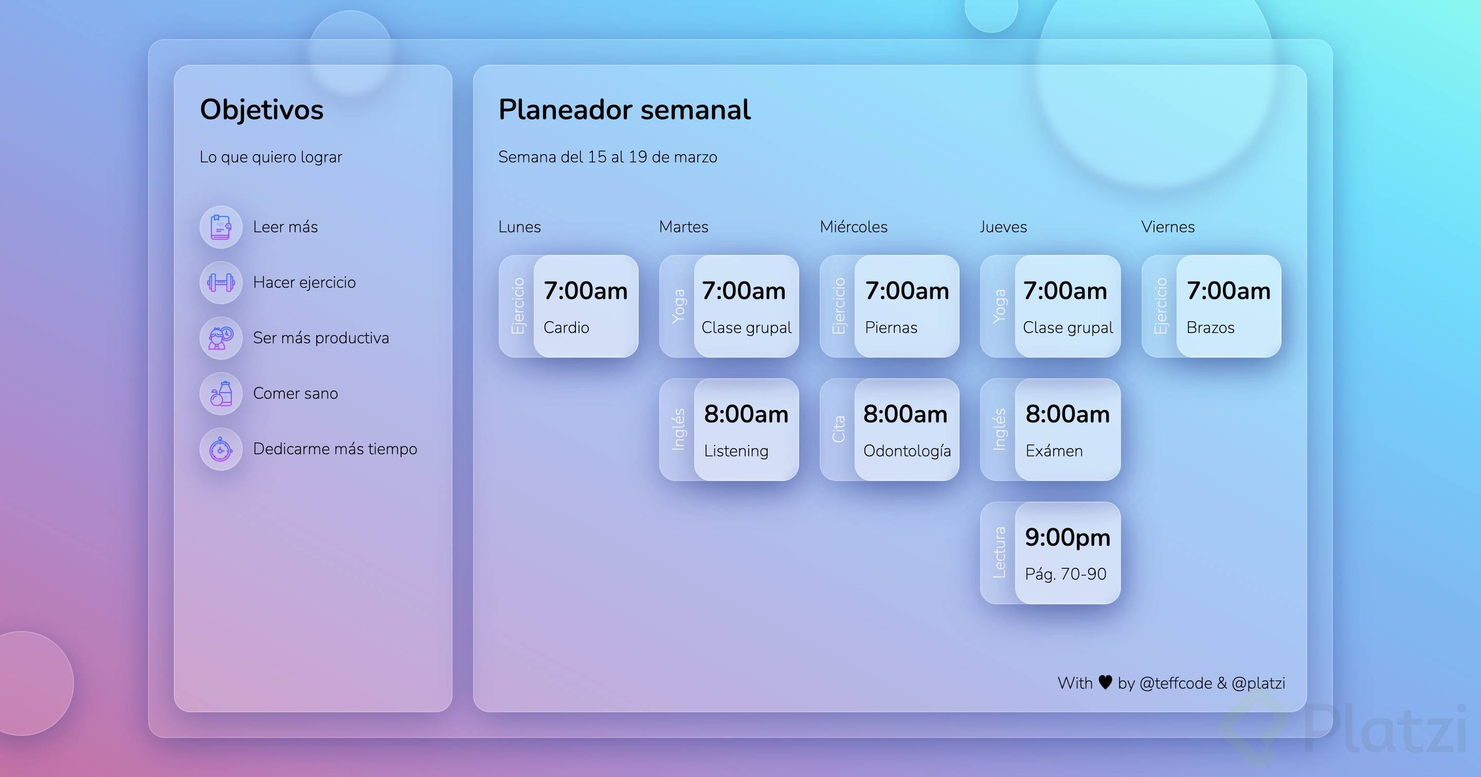 Crea Tu Planeador Semanal Con Css Grid Flexbox Y Glassmorphism